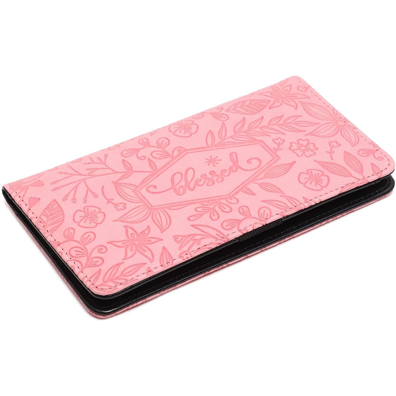 Juvale Floral Checkbook Cover for Women Card Holder Wallet for Checks & Credit Cards, RFID Blocking (Pink)