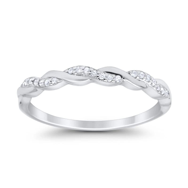 Kaius Jewels 1.50 Mm White Topaz Gemstone 925 Sterling Silver Half Eternity Band Silver Ring Gift For Her Jewelry Size Us-8
