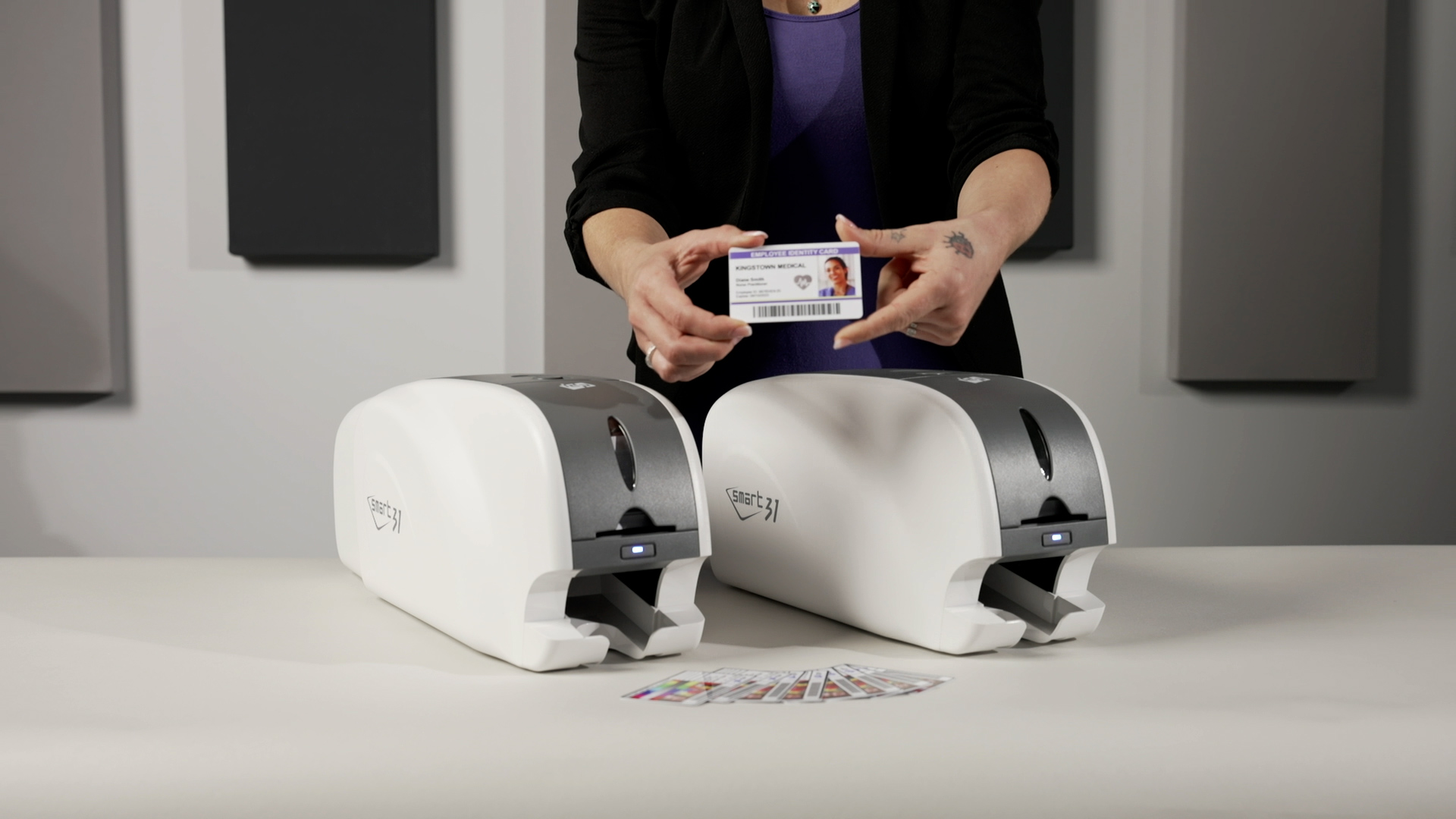 IDP SMART-31 Series ID Card Simplex Printer Kit with Software, Manual and Guides - Includes 100-Print YMCKO Color Ribbon and 100 PVC Plastic Cards