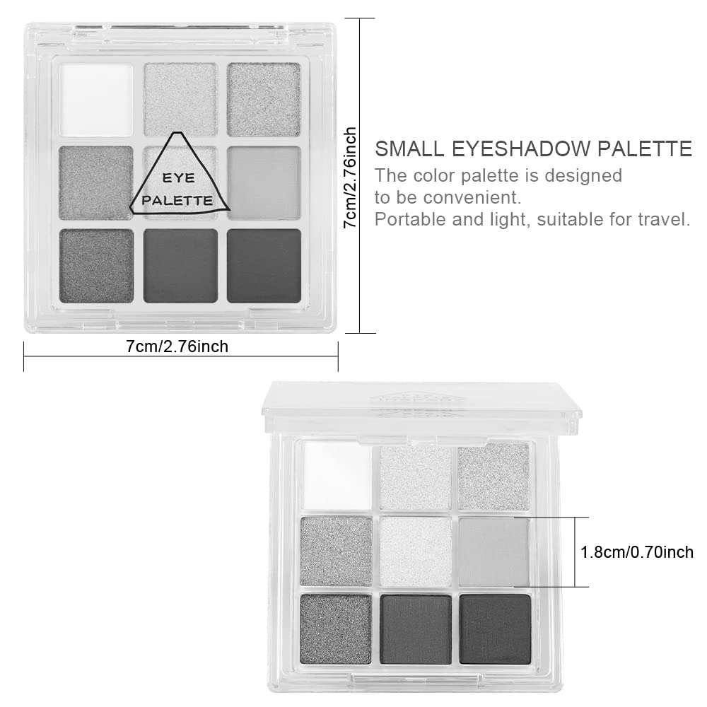KARNAR Black Smokey Gray Silver Glitter Shimmer Eye Makeup Palette, 9 Colors Cool Toned Matte, Make Up Black Radiance Eyeshadow Palette, Profesional Sombras De Ojos