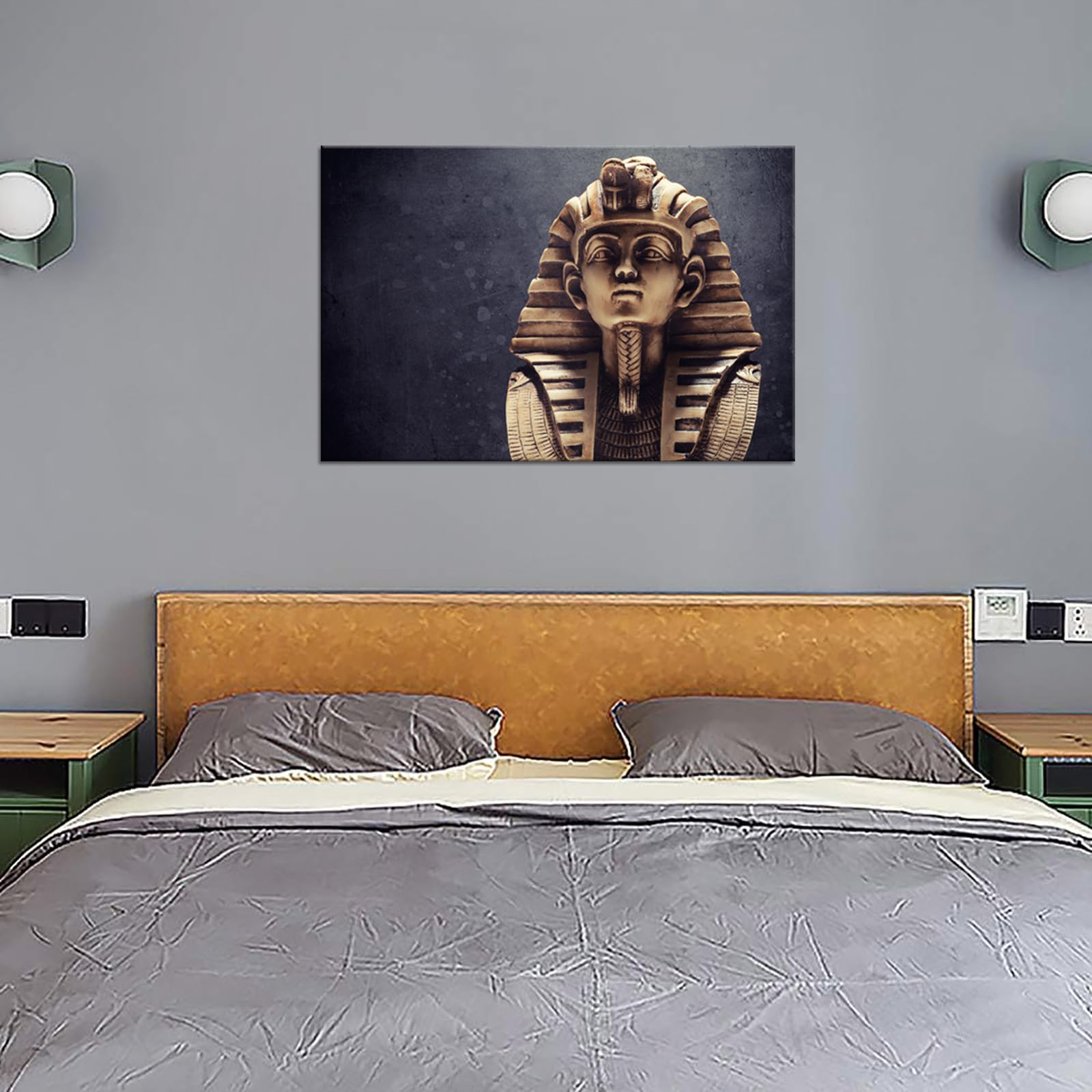 iHAPPYWALL Retro Egypt Ancient Wall Decor Egyptian Pharaoh King Egyptian Pictures for Living Room Home Deocr Giclee Wrapped Print Ready to Hang 24x36inch