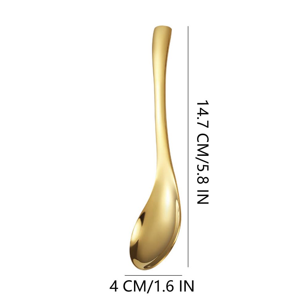 Stainless Steel Spoon, Soup Spoon,Mirror Finish Spoons,Kitchen Serving Spoons,Dessert Spoon,Coffee spoon,Ice Cream Spoons (5, golden)