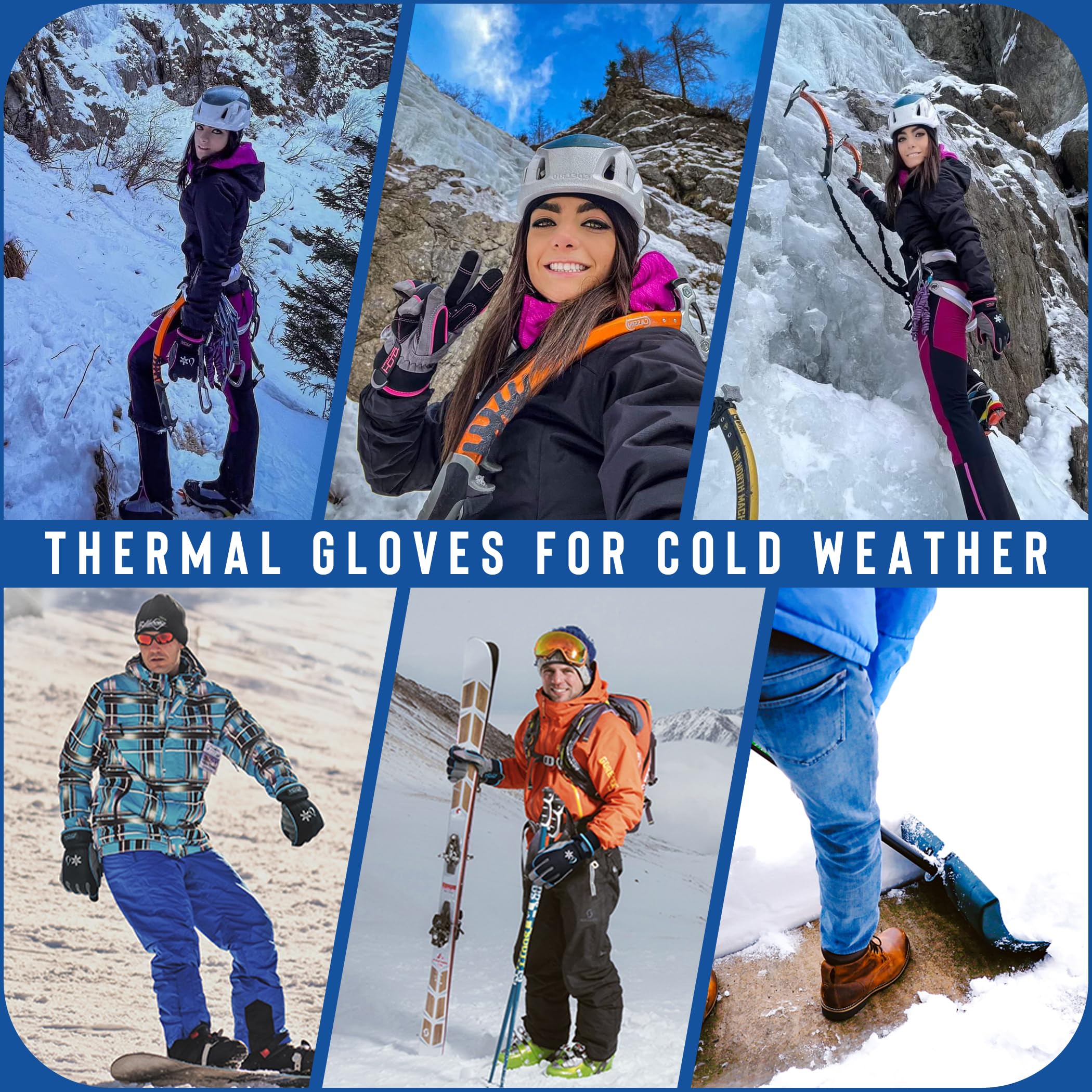 HLDD HANDLANDY Waterproof & Windproof Winter Gloves for Women, Touchscreen Thermal Gloves for Cold Weather, Ski Snowboard Work Gloves with 3M Warm Lining (S, Pink)