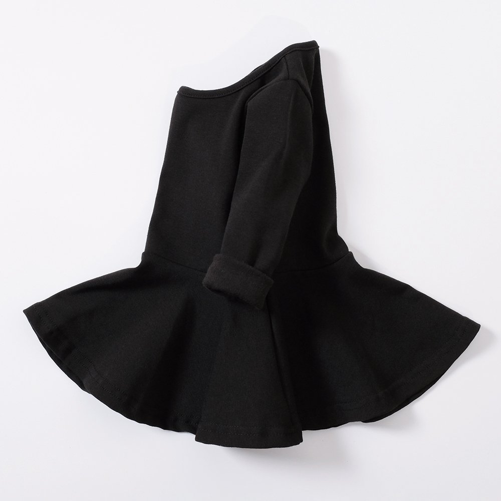 Infant Toddler Baby Girls Dress Pink Ruffle Long Sleeves Cotton (6-9m, Black)