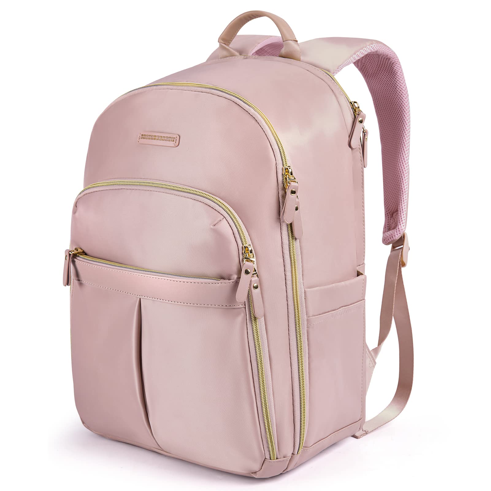 LIGHT FLIGHT Laptop Backpack for Women fits 15.6'' Computer Backpack with USB Charging Port, for Book Bag Work College Business Travel,Pink