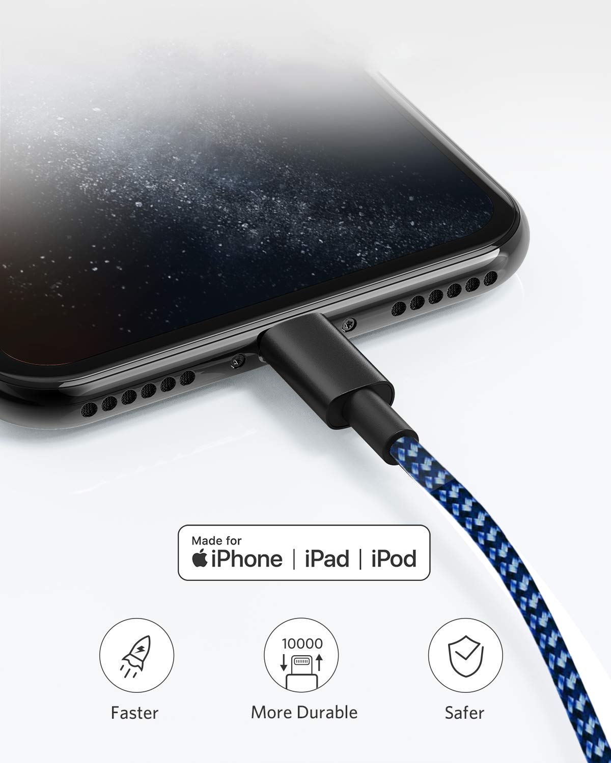 iPhone Charger Cable, MFi Certified Lightning Cable 5 Pack Durable High-Speed iPhone Charger USB A Nylon Braided Cord Compatible with iPhone (ROYAL BLUE)