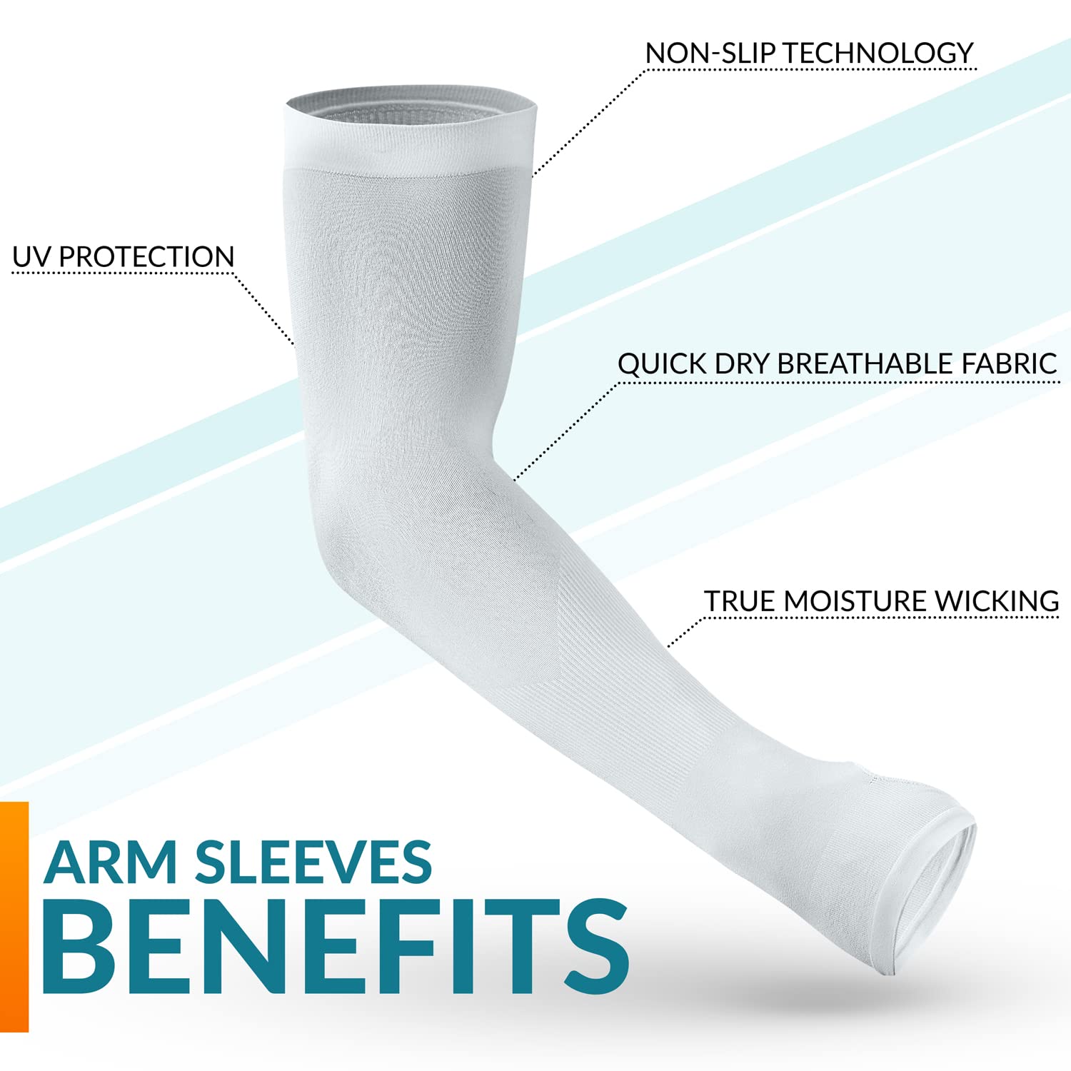KEMFORD Arm Sleeves for Men and Women – 8 mmHg Light Compression – 1 Pair – Sun Protection – Cooling UPF 50 Compression – Basketball Running