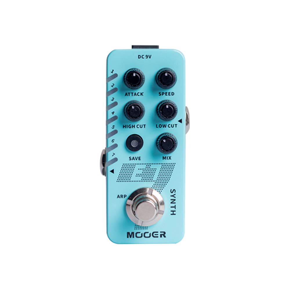 MOOER E7 Mini Guitar Synth Pedal with 7 Presets 7 Slots 7 Different Typical Electronic Synthesizer Bundled with 3 pcs FC-Series 6 Inch Pedal Cable