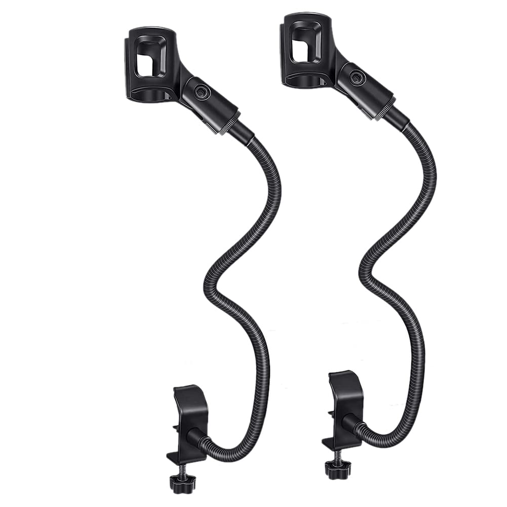 Oligemok 2 Pcs Microphone Adjustable Stand Flexible Gooseneck Desktop Stands Desk Clamp Recording Equipment for Meeting Lecture
