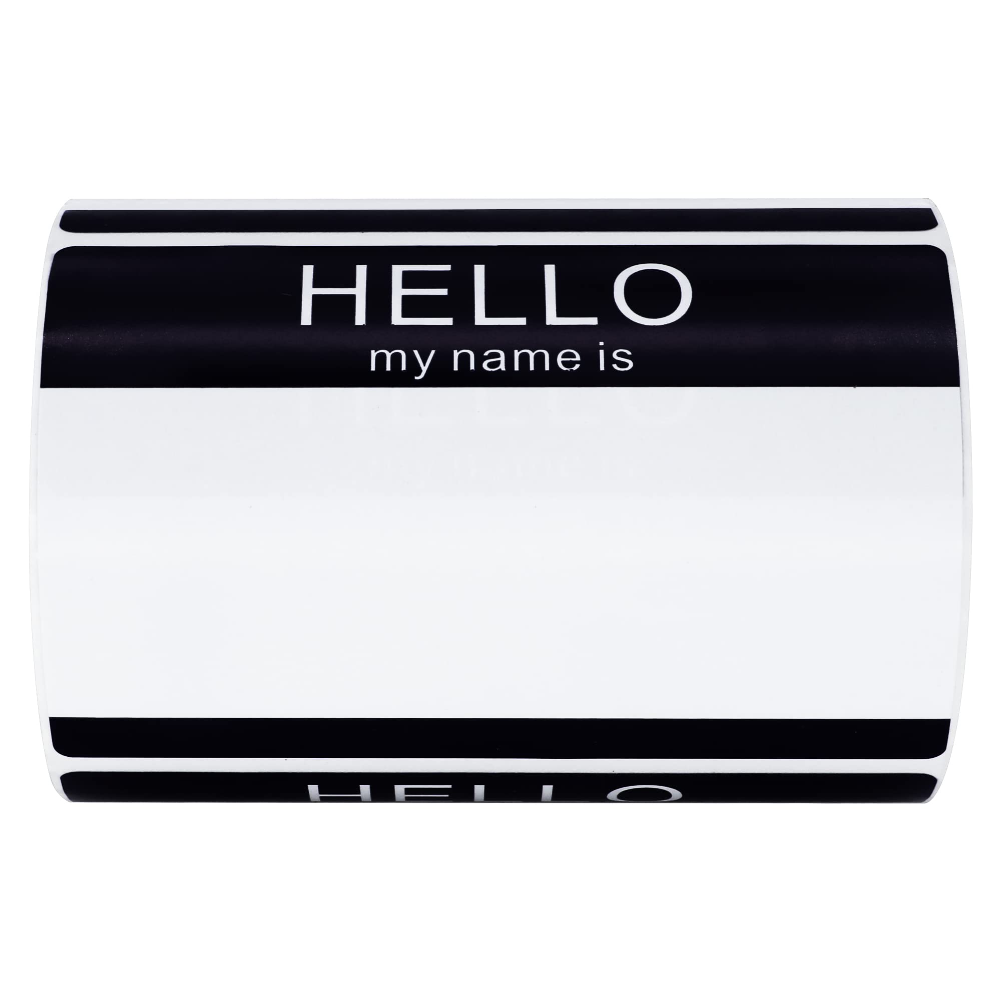 Hycodest Hello My Name is, Sticker Writing Stickers Easy Peel and Stick Badges Sensitive Name Tag 3.5"x2.35", 200 Pcs (Black)