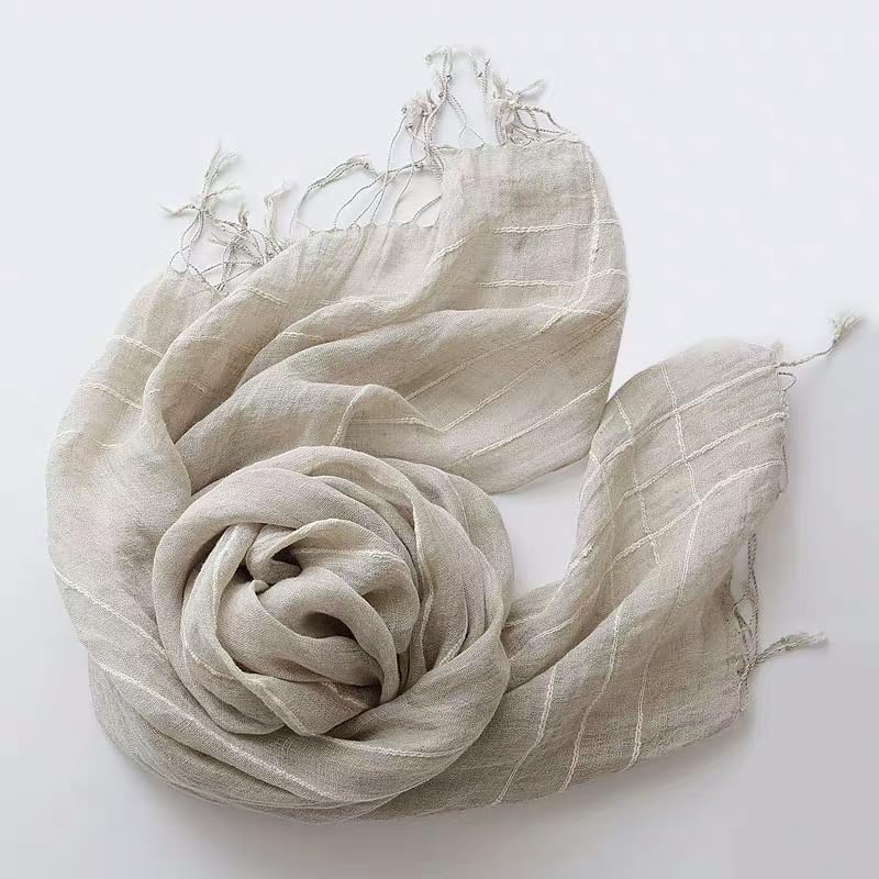 Jeelow Lightweight Cotton Scarf Scarfs For Women Shawls And Wraps Scarves For Men (Linen Stripe)