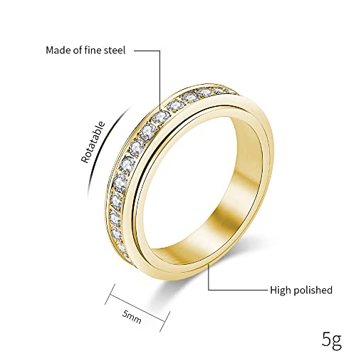 MIFYNN Vikanda Thermogenic Moissanite Spinner Ring - Gold Spinner Rings Use It to Relieve Your Child Stress,Anxiety Ring for Women Gift for My Stepdaughter