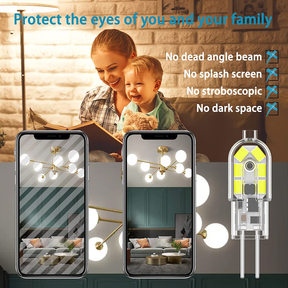 IERKOU G4 LED Bulbs, 2W Equivalent 20W G4 Halogen Lamps, White 6500K, No Flickering, AC/DC 12V G4 Bi Pin Bulb