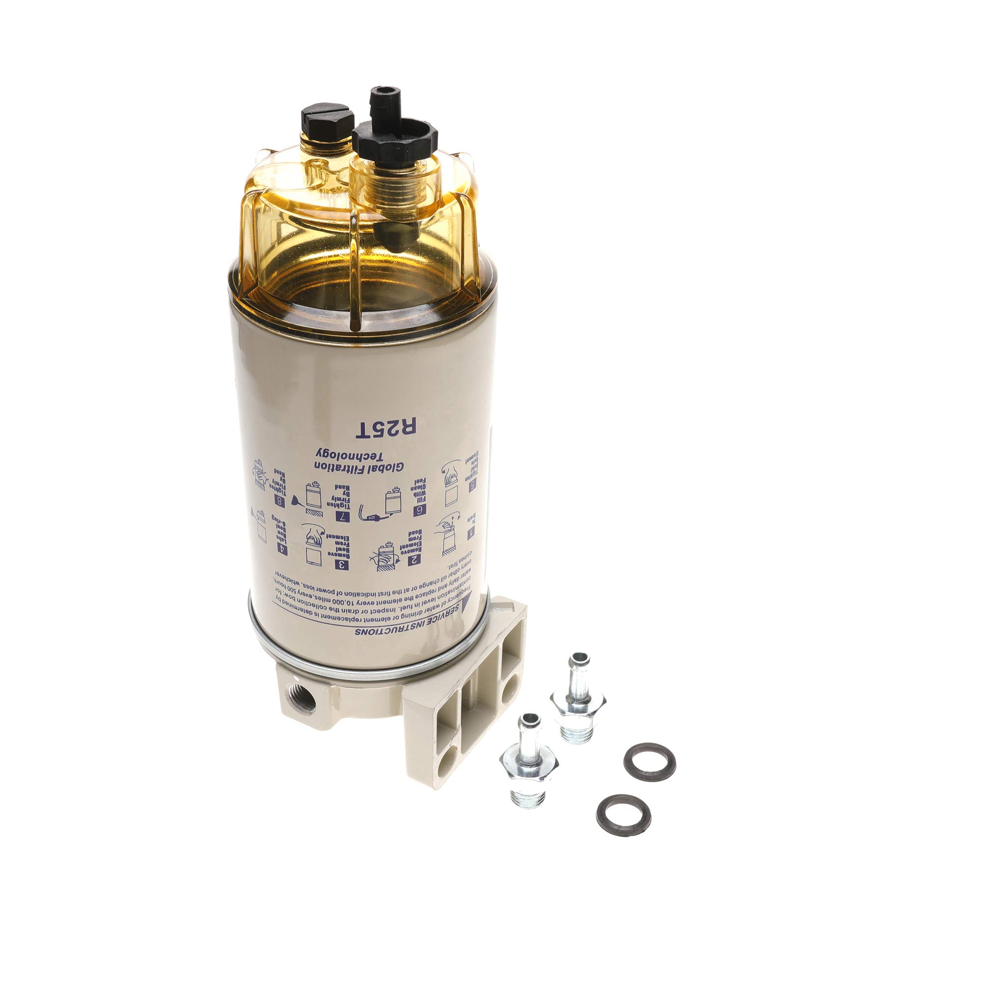 iFJF R25T Fuel Filter/Water Separator Assembly Replacement for 245R Series Diesel Engine 10 Micron with 2 Fittings Replaces WK940/38X 20386081 33771