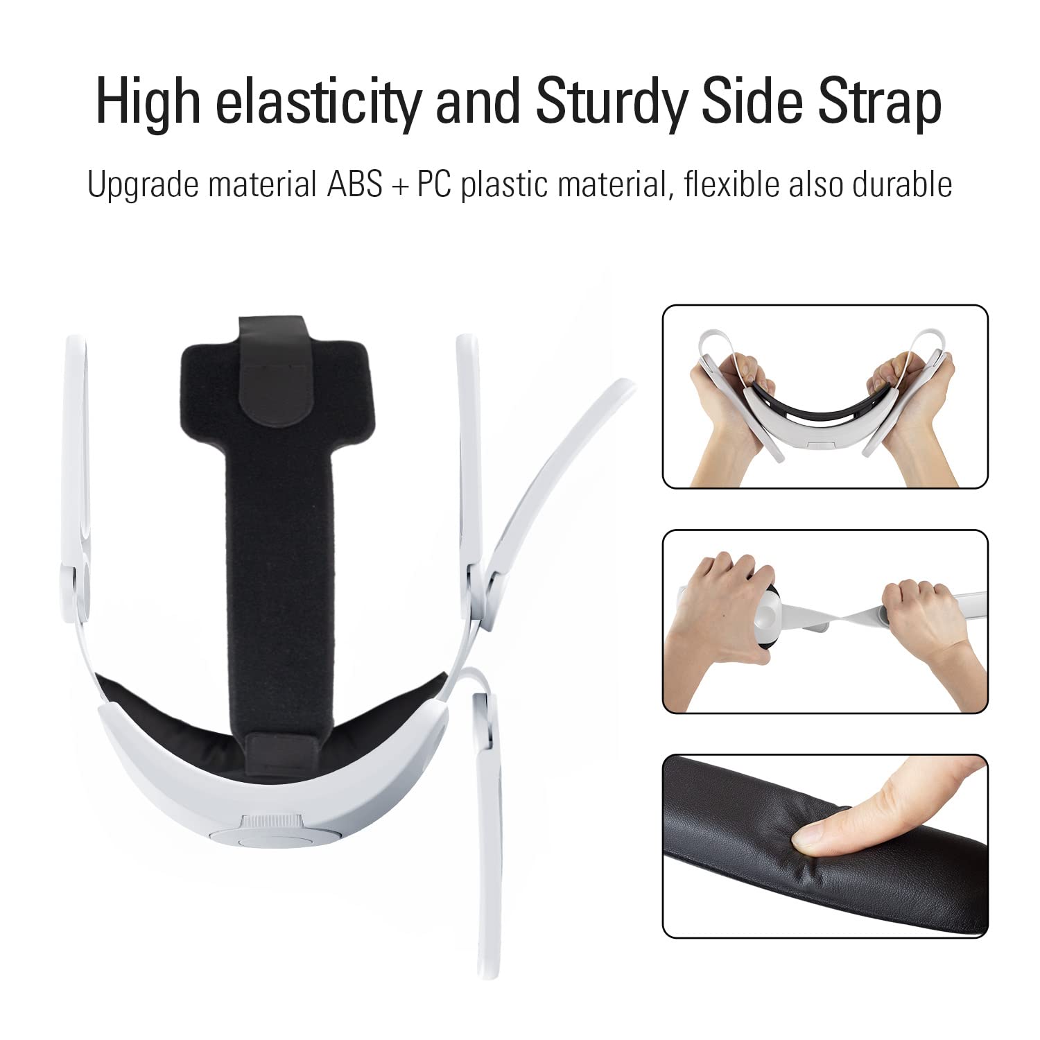 Meta Oculus Quest 2 Head Strap, 2 in 1 Silicone & Sponge Pad Replaceable Vr Headstrap, Button and Knob Dual Adjustment Elite Strap Fit for Adult and Kids.