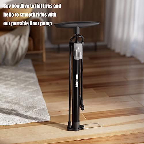VIMILOLO Bike Floor Pump,Portable Ball Pump Inflator Bicycle Floor Pump with Both Presta and Schrader Bicycle Pump Valves Bike Pumps-160Psi Max