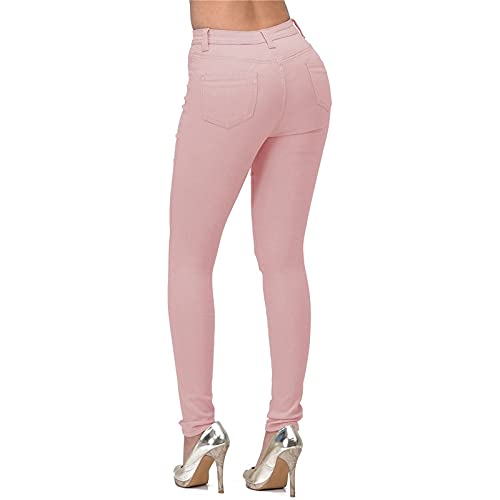 Women's High Waisted Skinny Stretch Jeans Distressed Comfy Fit Denim Jeggings Stretchy Slim Fit Dress Office Ponte Pant