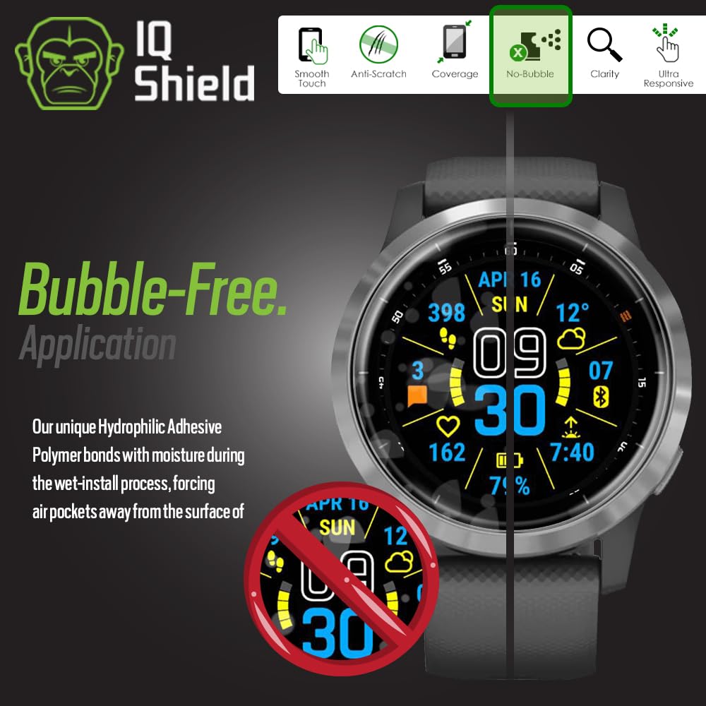 IQShield Screen Protector Compatible with Garmin Vivoactive 4 (45mm)(6-Pack) LiquidSkin Anti-Bubble Clear TPU Film