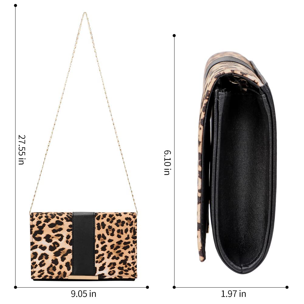 kencome Chic Clutch Purses For Women Crossbody Shoulder Bag Animal Pattern PU (Brown)