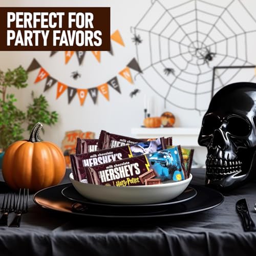 Hershey’s Milk Chocolate Harry Potter Halloween Candy Bars Bulk Pack - Individually Wrapped Full Size Candy Bars Halloween Snacks Limited Edition Designs for Kids and Adults, Gluten Free - (4 Count)