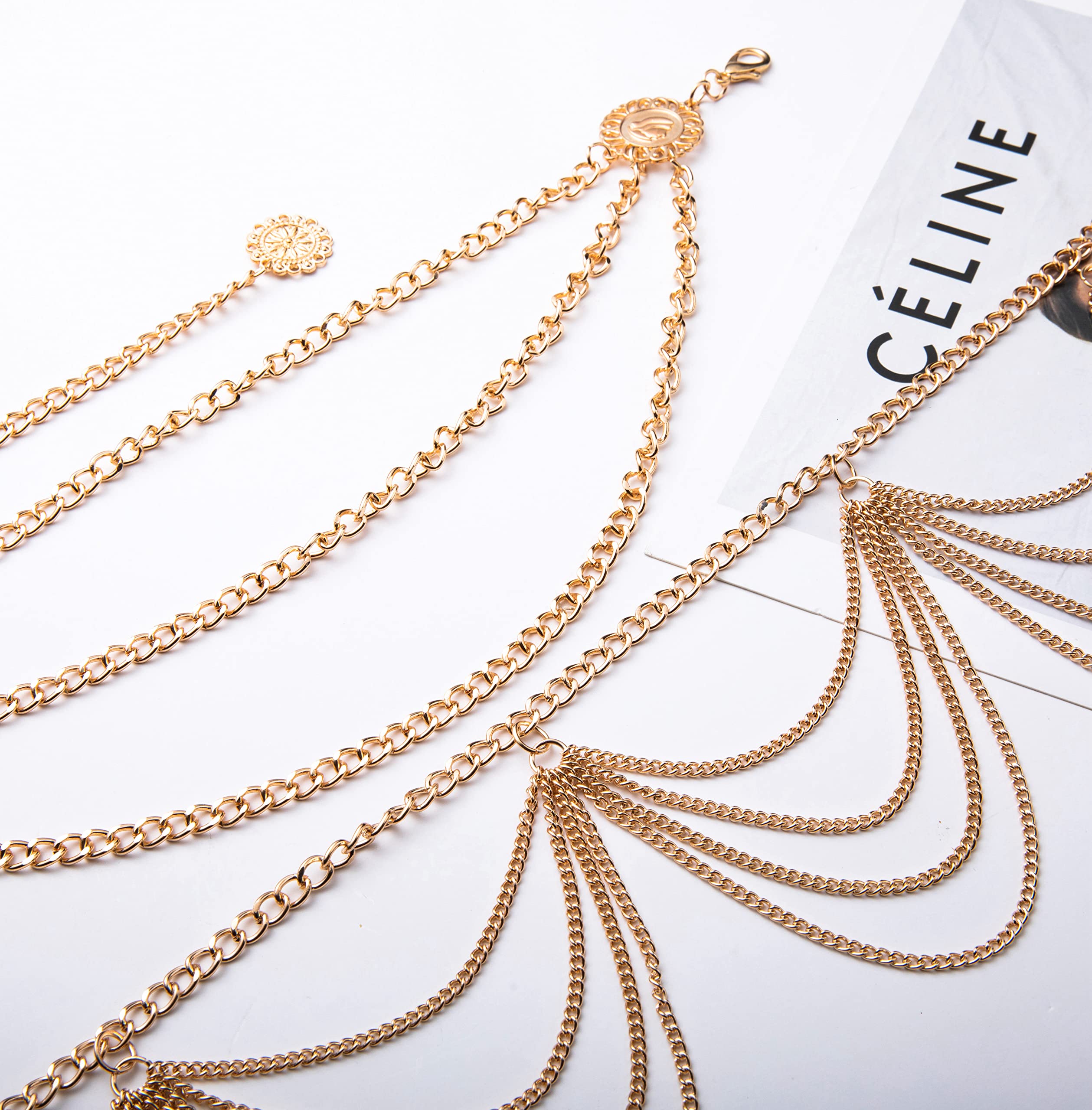 Masedy 7Pcs Jeans Chains Wallet Chain Waist Belly Chain for Women Men Hip Hop Pants Chain Pocket Chain Belt Chains S