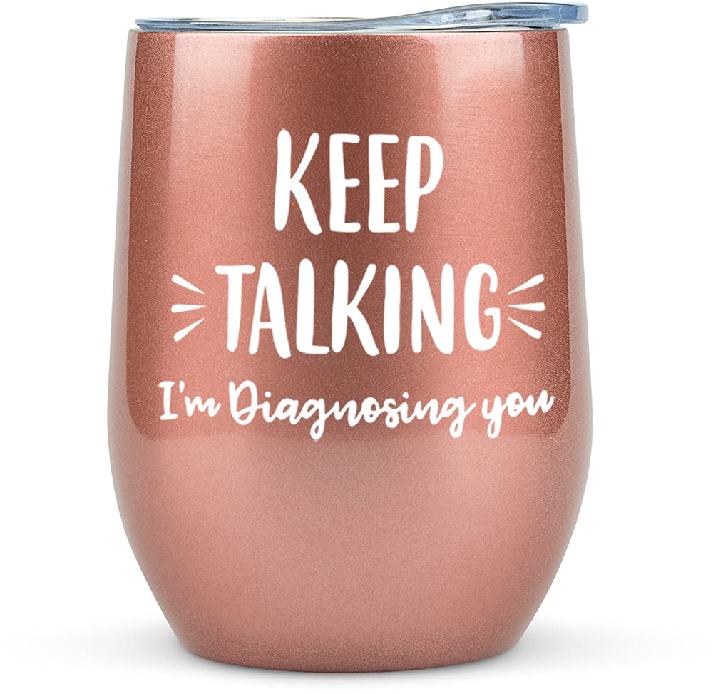 KLUBI Psychology Gifts - Tumbler/Mug 12oz for Wine, Coffee or Any Drink - Funny Gift Idea for Psychologist, Psychiatrist, Therapist, Therapy, School Counselor, Glass, Women, Mental Health, Graduation