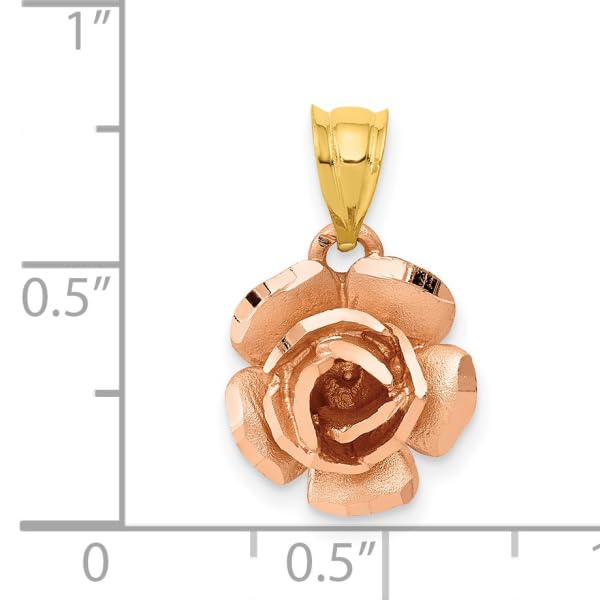 IceCarats 14K Two Tone Gold Rose Flower Necklace Charm Pendant Only