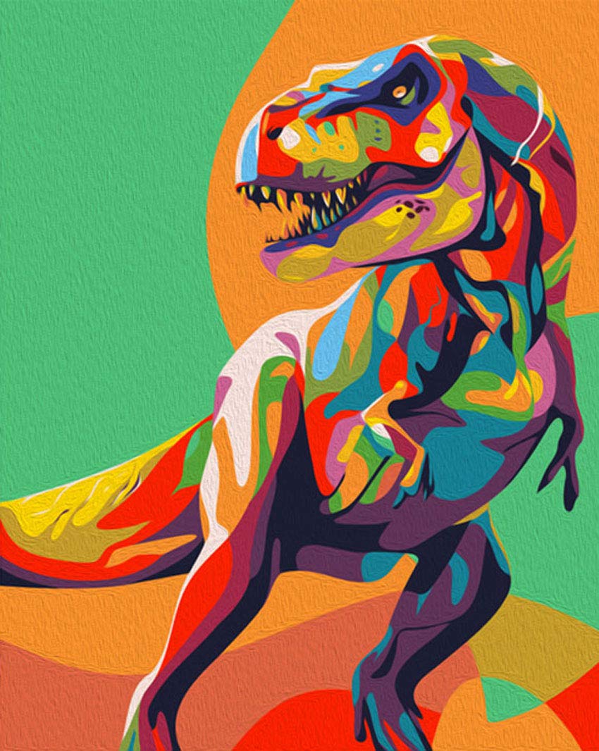 ifymei Paint by Numbers for Kids and Adults Beginner, DIY Gift Canvas Painting Kits for Boys and Girls, 16x20 Inch Colorful Dinosaurs [Without Frame]