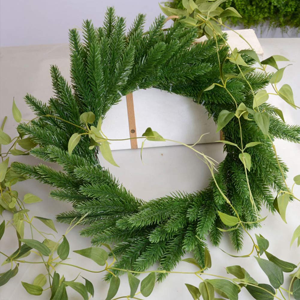 IRICEYE Christmas Decoration,10Pcs Artificial Plant Pine Needle Branches DIY Home Garden Holiday Party Decor - 10pcs