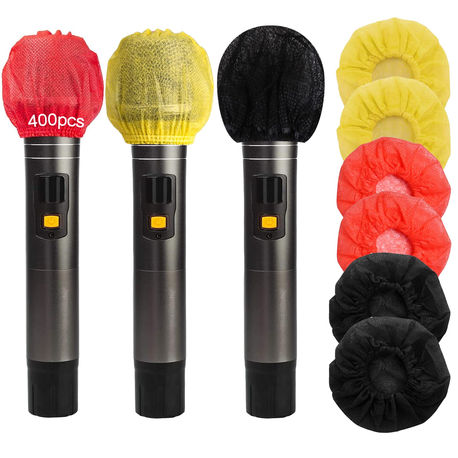 LISHINE 400Pcs Microphone Cover Disposable Non-Woven, Individually Wrapped Mic Cover, Clean and No-Odor Windscreen Mic Cover Disposable for Handheld Microphone Karaoke Microphone
