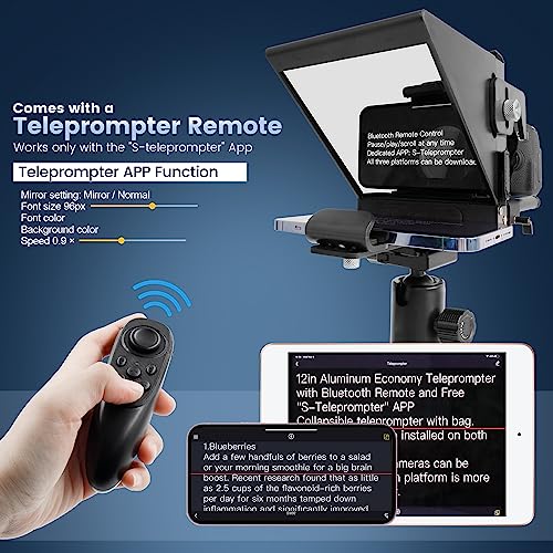 ILOKNZI Portable Mini Smartphone Teleprompter for Laptap and Camera with Remote, Free app, Online Zoom Meeting Making Short Videos with Bag