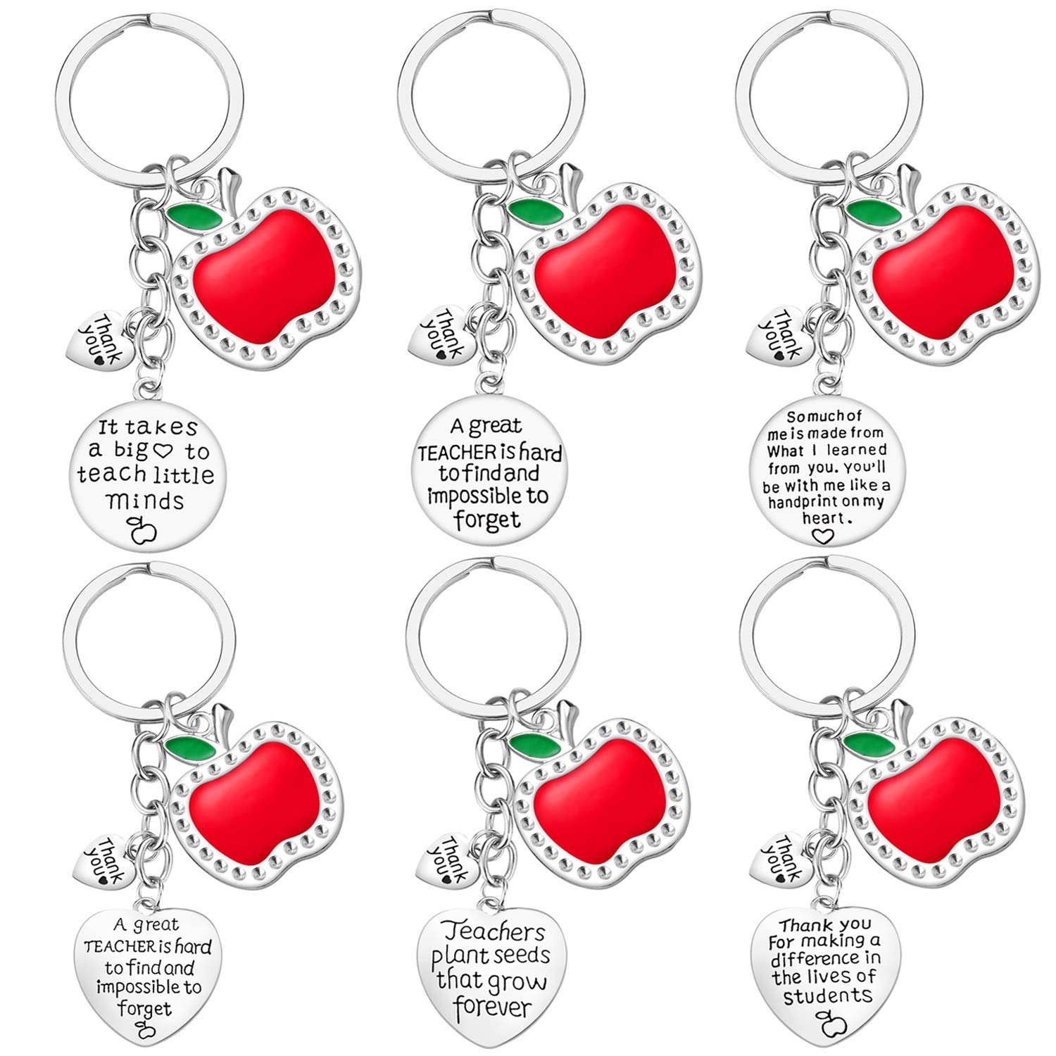 iJuqi Teacher Gifts for Women - 6PCS Teacher Keychain Teacher Appreciation Gifts, Thank You Gifts for Birthday Valentine's Day Christmas Gifts for Teachers
