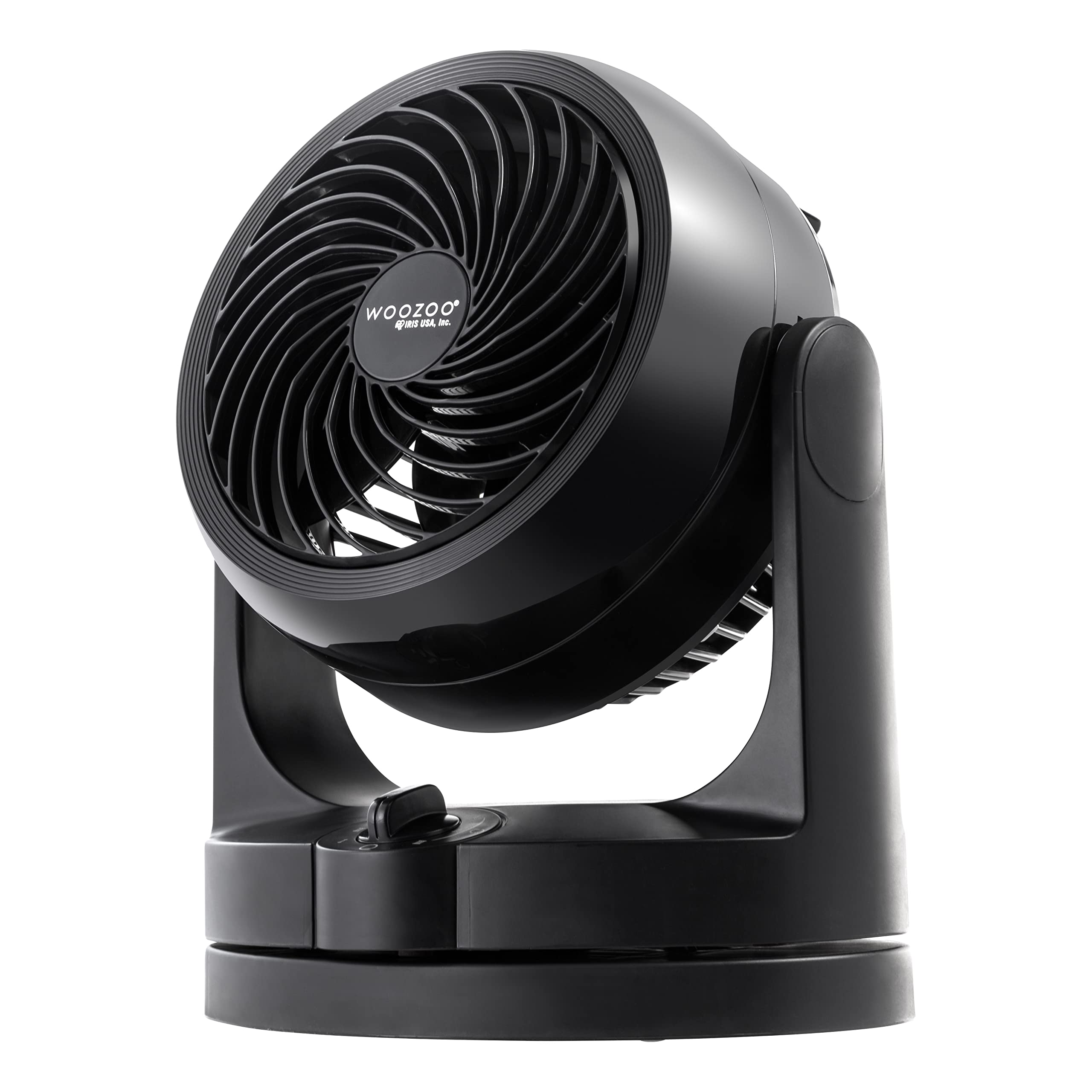 IRIS USA WOOZOO Oscillating Fan, Vortex Fan, Air Circulator, Desk Fan, Portable Fan, 3 Speed Settings, 6 Tilting Head Settings, 52ft Max Air Distance, Medium, Black