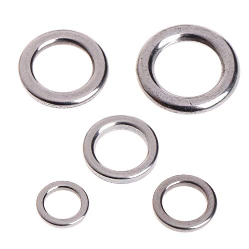 kaaka 50Pcs Fishing Solid Stainless Steel Snap Split O-Ring Inner Diameter 4/4.8/6/7/8mm Lure Fishing Tackle Connected Accessory L