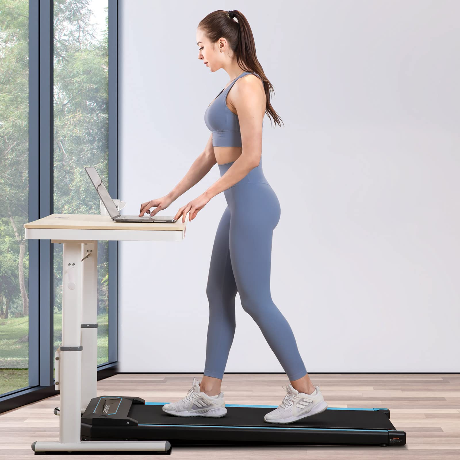LSRZSPORT Portable Under Desk Treadmill, Walking Pad Slim Treadmill Walking Jogging Slow Running Treadmill for Home and Office with Remote Control, Speaker and LED Display