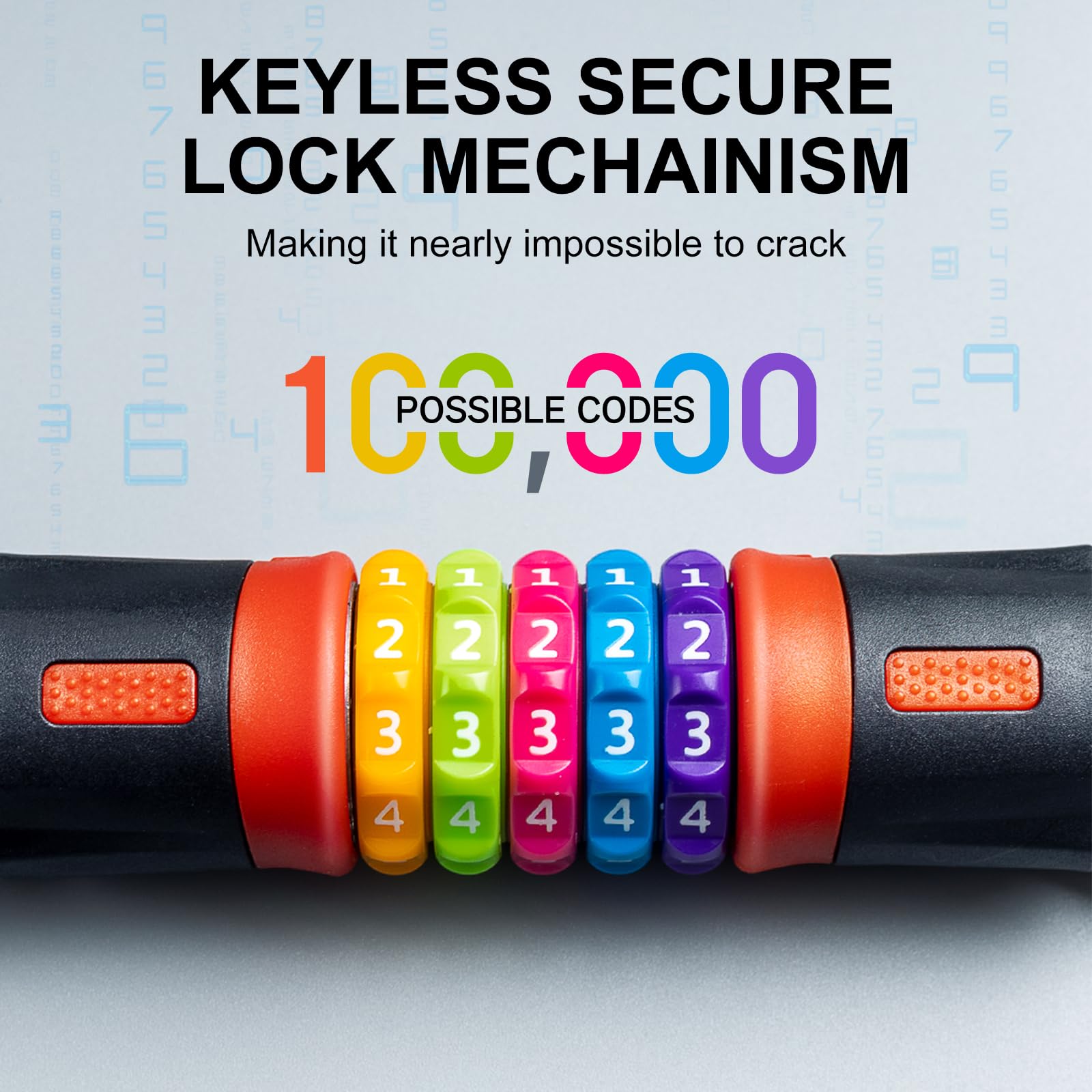 Hydsto Rainbow Bike Lock Combination - 5-Digit Resettable Scooter Lock - 3.2 FT Heavy-Duty Anti-Theft Lock for Bicycle, Motorcycle, Electric Scooter, Gate, Fence