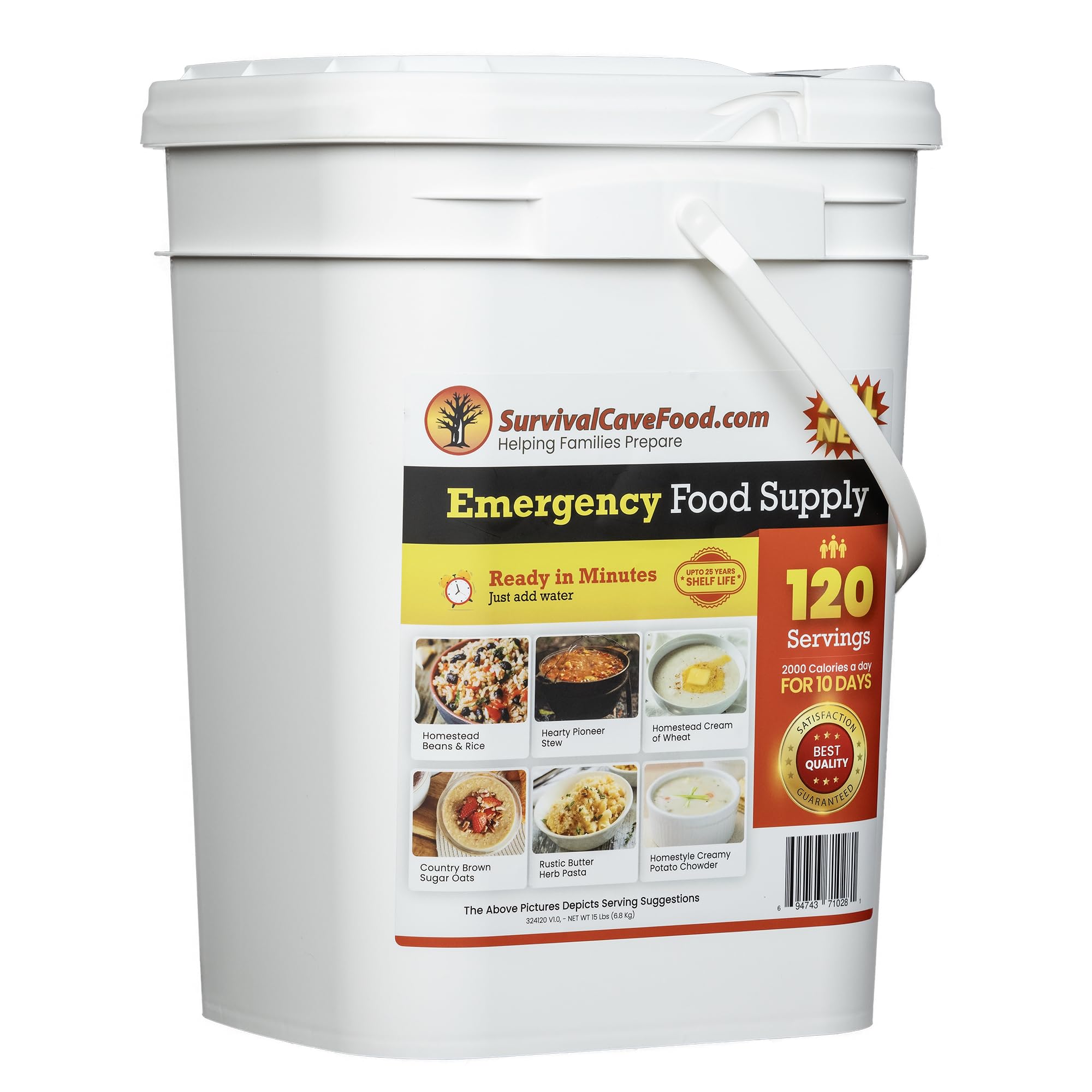Ultimate 120-Serving Emergency Meal Kit | 25-Year Shelf Life | High-Calorie Survival Food Made in USA