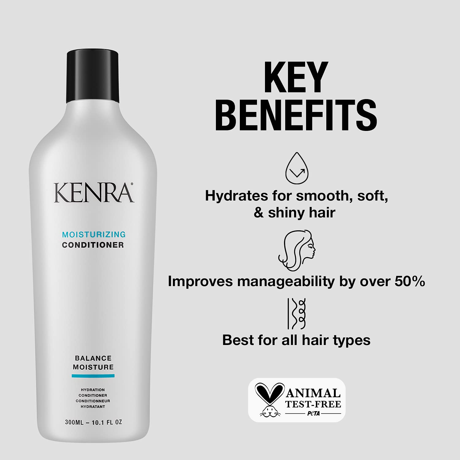 Kenra Moisturizing Conditioner | Balance Moisture | Hydrates For Smooth, Soft, & Shiny Hair | Improves Manageability By Over 50% | Increases Softness & Shine | All Hair Types | 33.8 fl. Oz