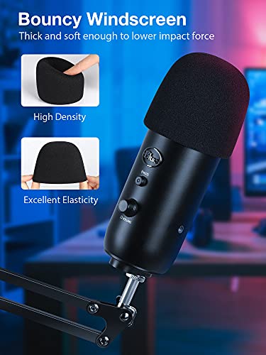 InnoGear Microphone Stand, Upgraded Mic Stand Max Load 4.0 lb Boom Scissor Arm Stand with Windscreen, Pop Filter, 3/8" to 5/8" Screw Adapter, Mic Clip and Cable Ties for Blue Yeti and Other Mic