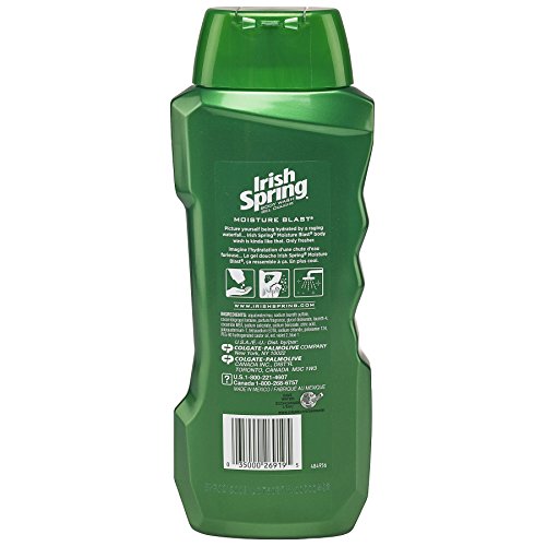 Irish Spring Body Wash, Moisture Blast, 18 fluid ounce, 4 Count (Pack of 1)