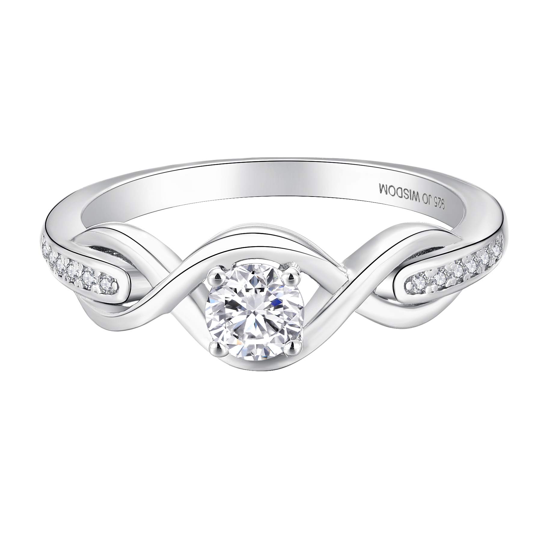 JO WISDOM Infinity Knot Promise Rings for Her Sterling Silver Cubic Zirconia Wedding Engagement Rings size 7