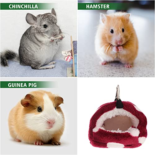 ULTECHNOVO Guinea Pig Bedding Small Pet Cage Hammock, Warm Pet Bed House Cage for Sugar Glider Fleece Chinchilla Parrot Guinea Pig Squirrel Hamster Playing Sleeping(S Red) Guinea Pig Hideout