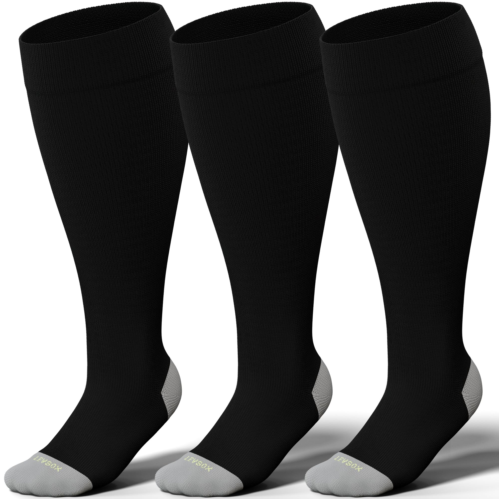 LEVSOX Plus Size Compression Socks for Women & Men Wide Calf Socks Knee High Graduated Compression Socks Circulation 15-20 mmHg