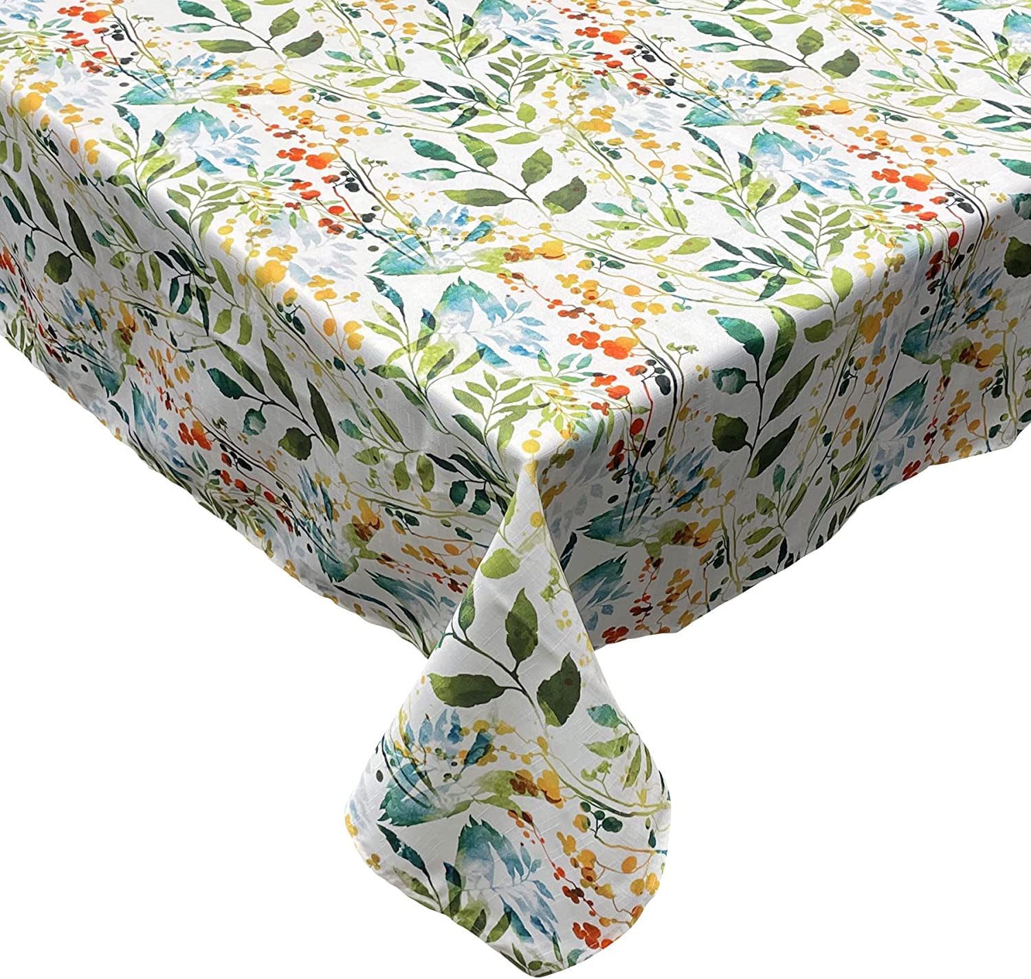 Kovot Tablecloth Floral 60" x 84" Table Cover for Indoor or Outdoor Summer Spring Fall Flower Design Rectangle Oblong Tablecloth - Green Leaves