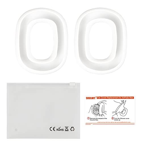 SOULWIT Silicone Ear Pads Cover Protector for AirPods Max Headphones Cushions, Sweatproof, Easily Washable, Rugged Durability - White