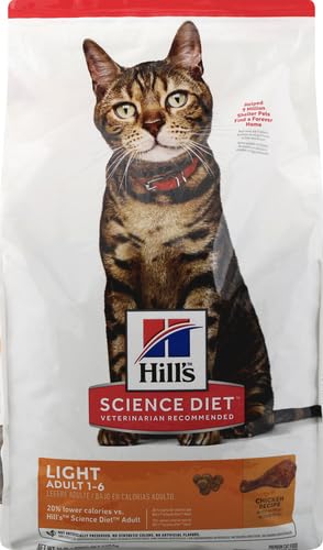 Hill's Science Diet Light, Adult 1-6, Weight Management Support, Dry Cat Food, Chicken Recipe, 16 lb Bag