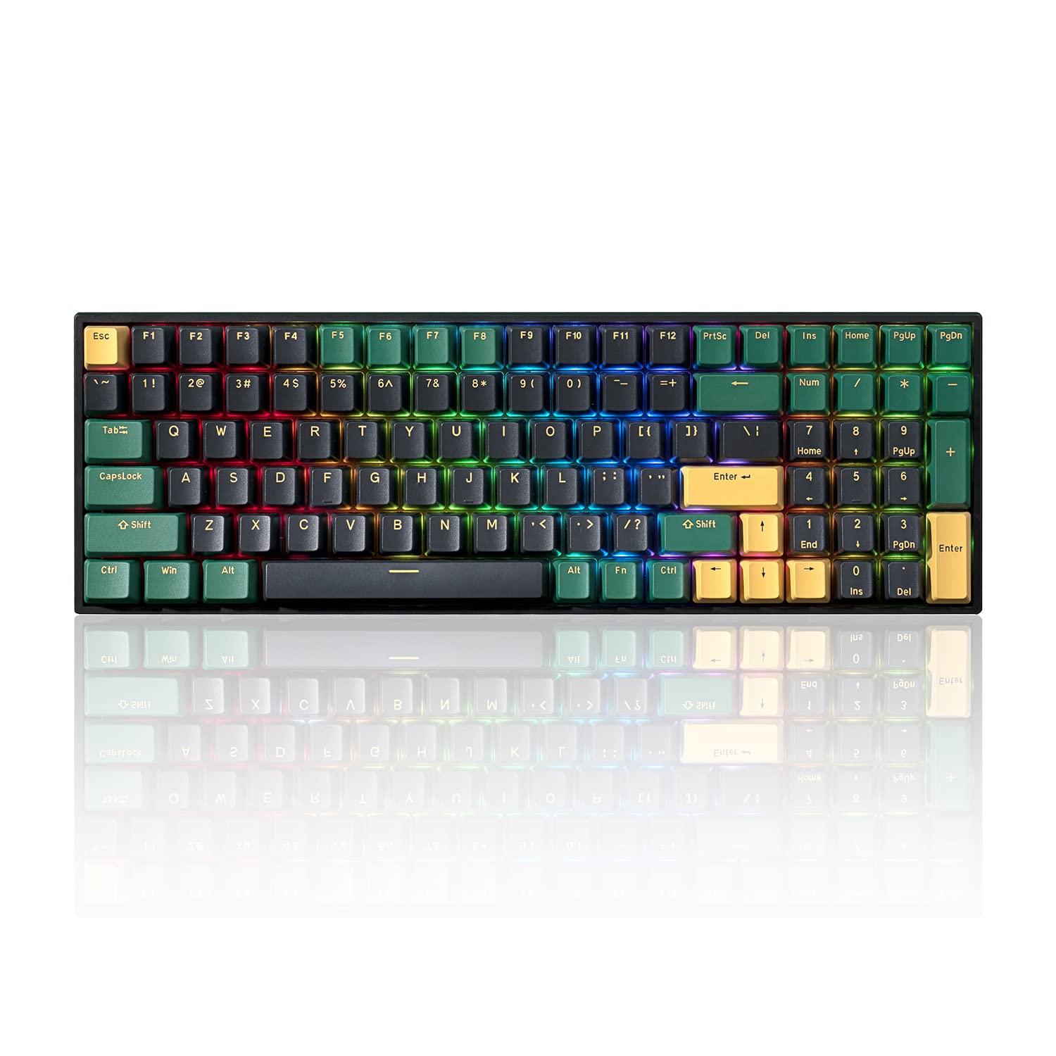 ONE METER Wireless Mechanical Keyboard, RGB Backlit Full Size 100 Keys with Hot Swappable Gateron Switches and PBT Keycaps, Bluetooth5.0/2.4G/Wired Rechargeable Gaming Keyboard for Mac Windows PC