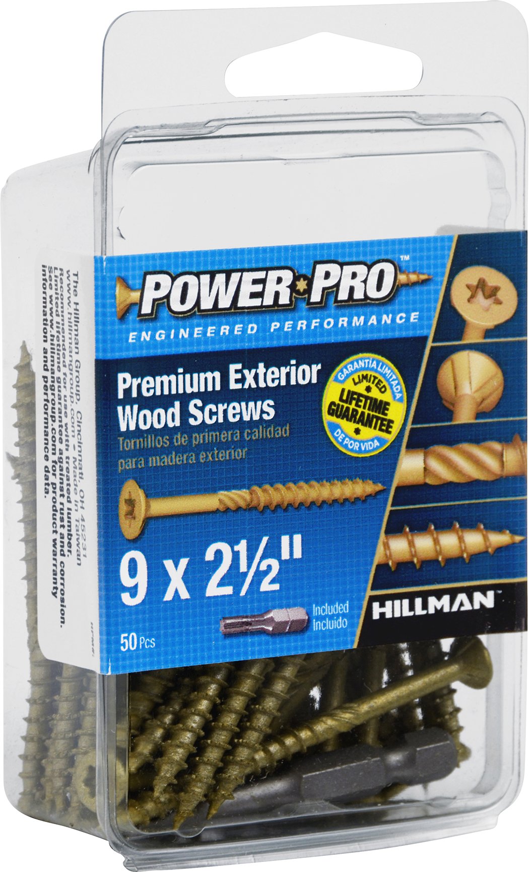 Hillman 42481 Power Pro Premium Exterior Wood Screw, 9 X 2 1/2-Inch, pack of 1 (50ps)