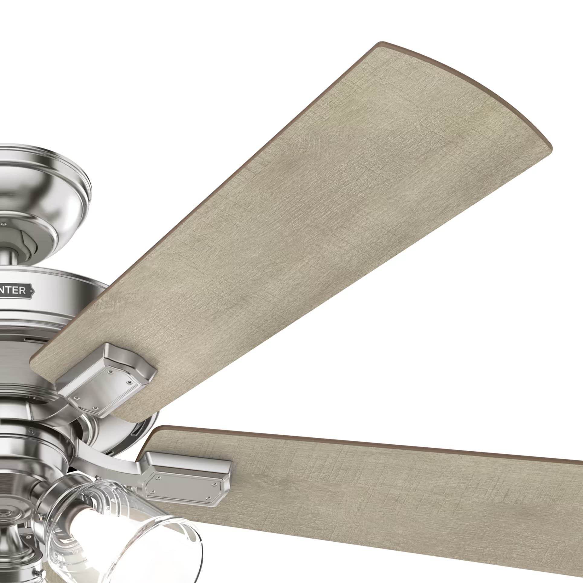Hunter Fan 52 Inch Casual Brushed Nickel Finish Indoor Ceiling Fan With LED Light Kit and Remote Control (Renewed)