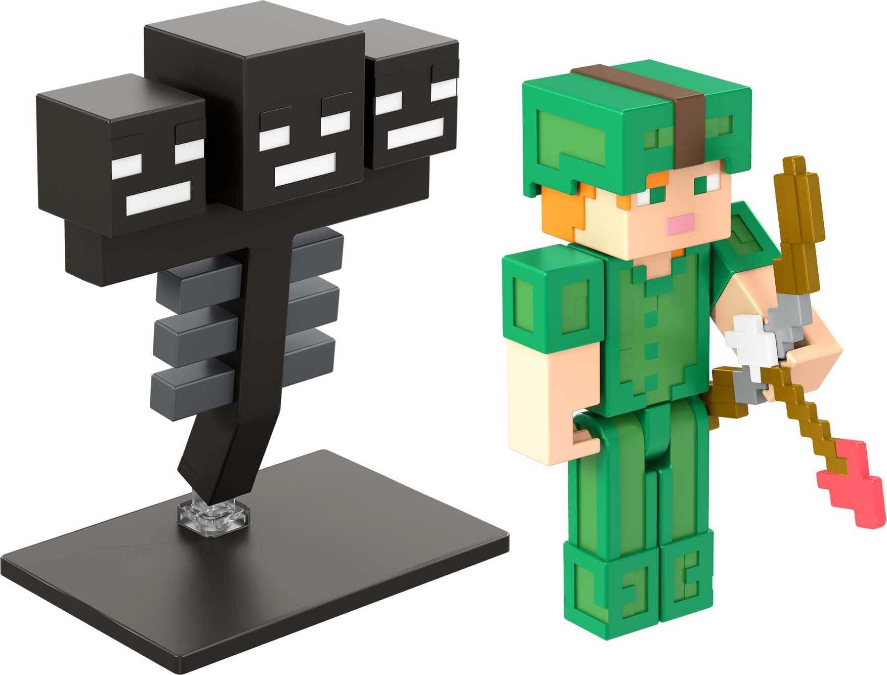 Mattel Minecraft Craft-a-Block 2-Pk, Action Figures & Toys to Create, Explore and Survive, Authentic Pixelated Designs, Collectible Gifts for Kids Age 6 Years and Older